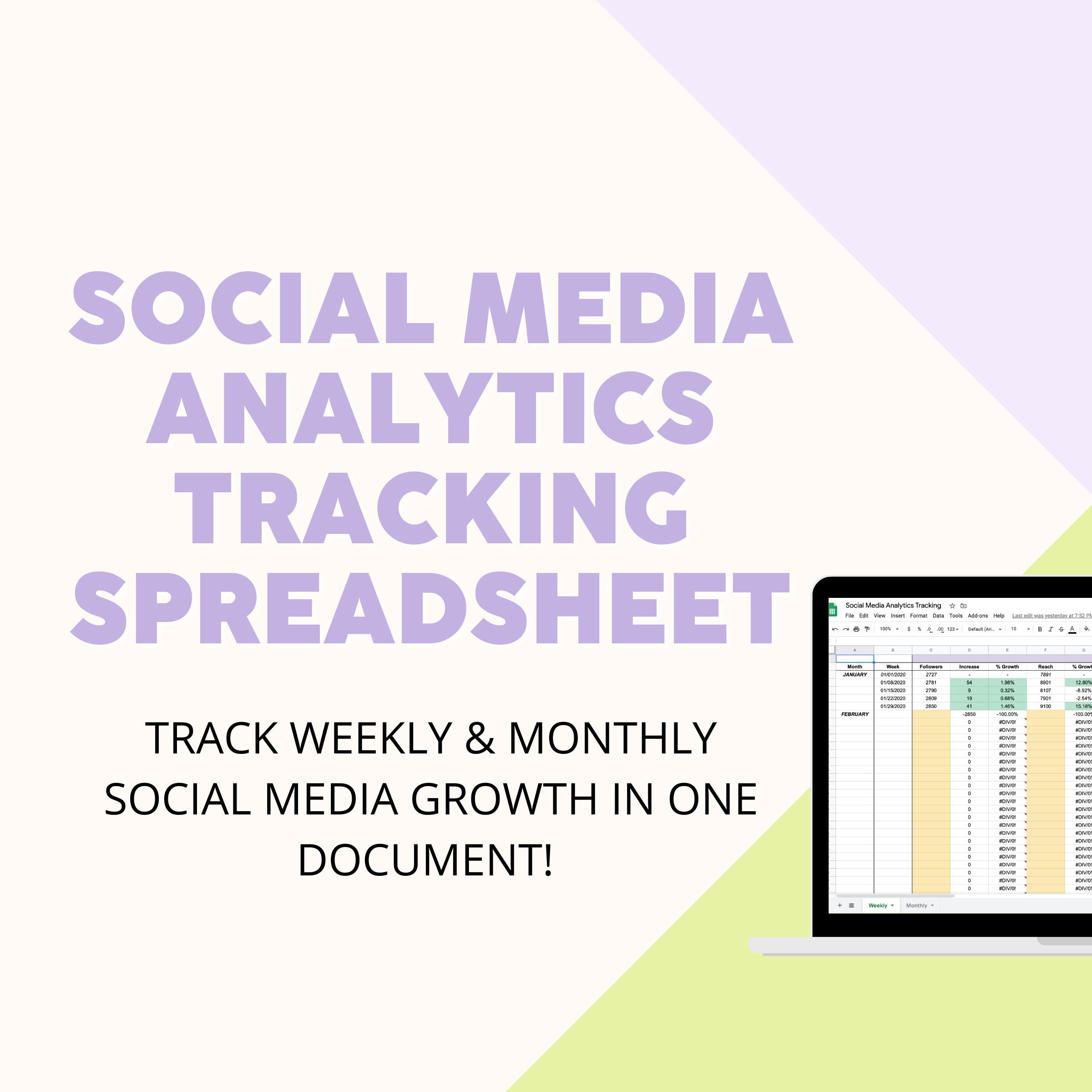 Social Media Analytics Tracking Spreadsheet | Instagram Tiktok ...