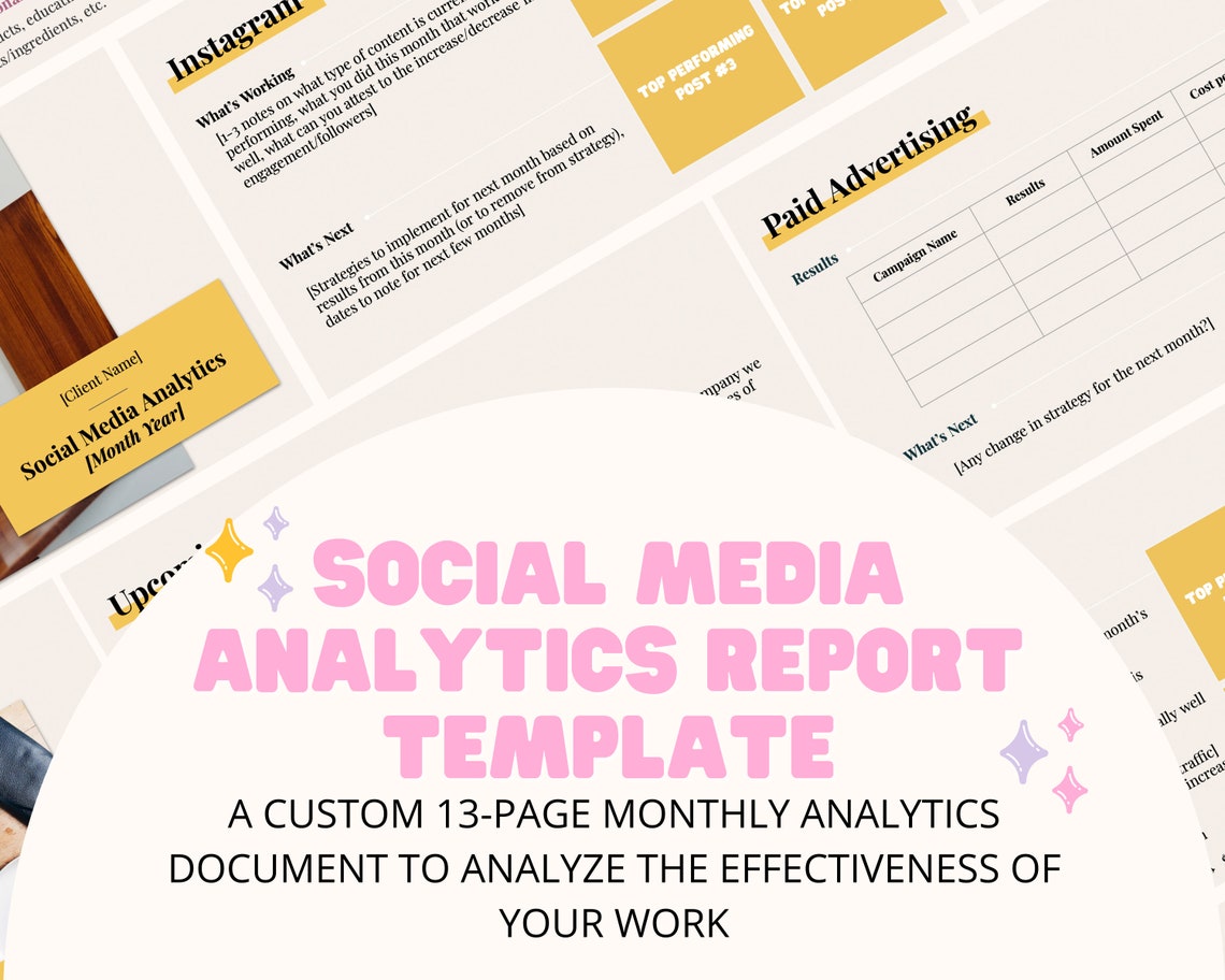 Social Media Analytics Report Template Client Analytics - Etsy