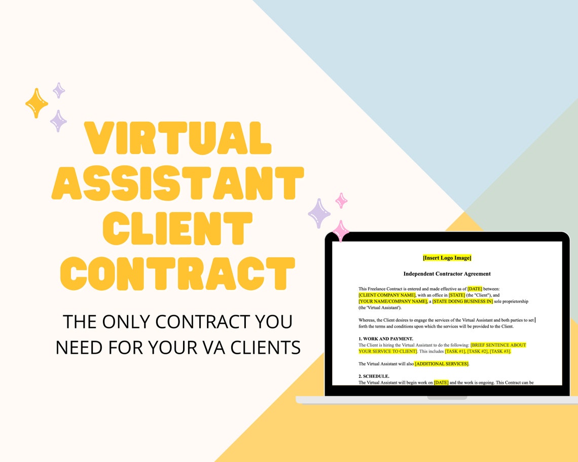 Virtual Assistant Client Contract Online Business Manager - Etsy