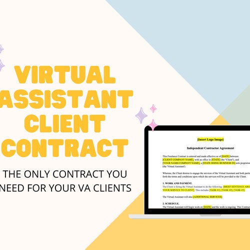 Printable Virtual Assistant Contract Template Client Service - Etsy