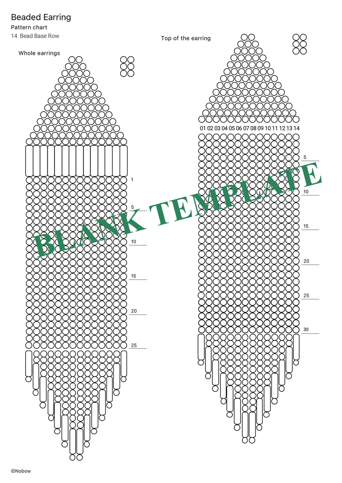 14 Bead Base Row Template / Nine Different Blank Templates for Beaded ...
