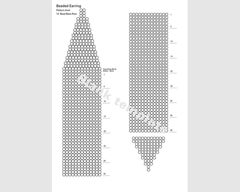 13 Bead Base Row Template / Nine Different Blank Templates for Beaded ...