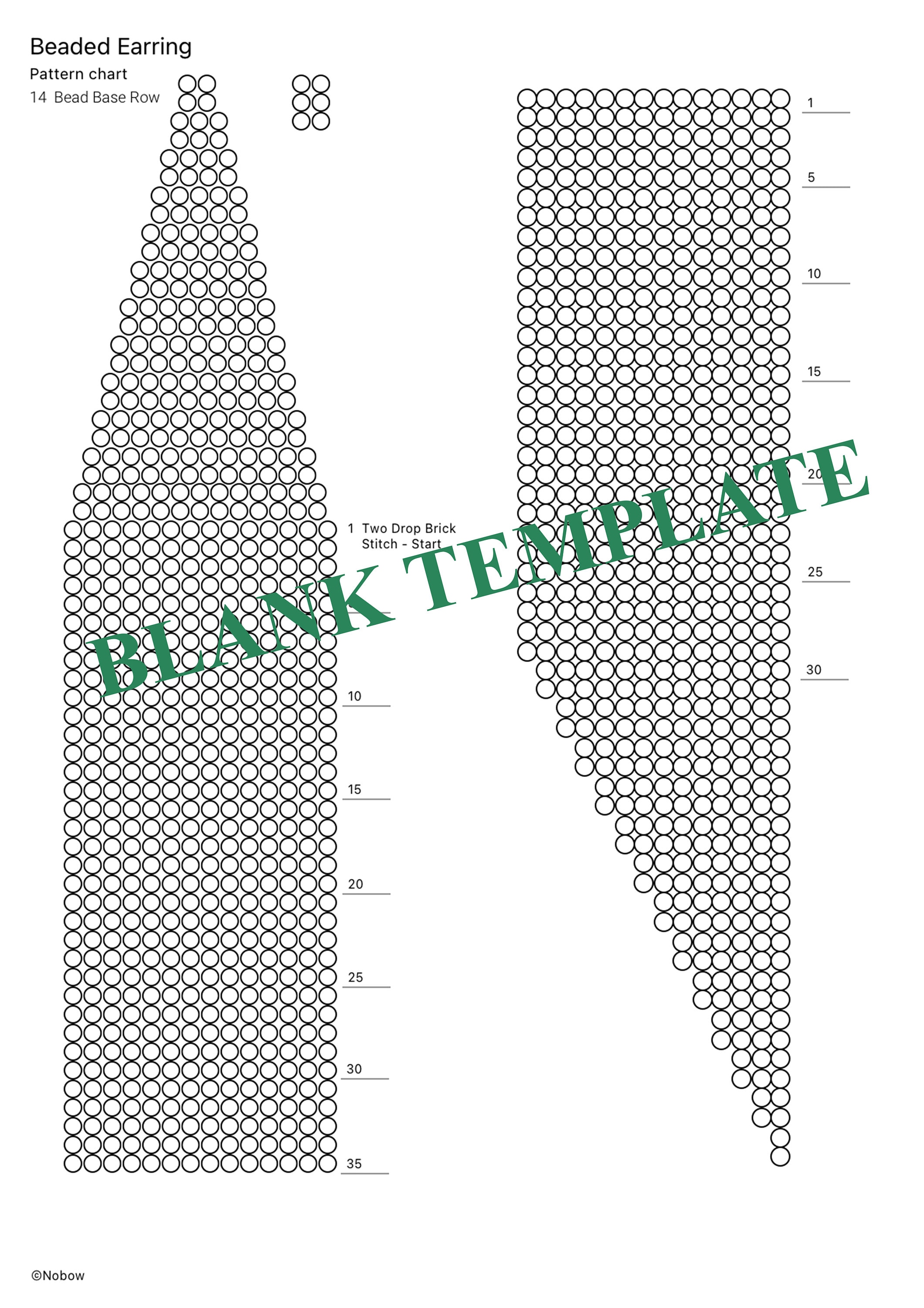 14 Bead Base Row Template / Nine Different Blank Templates for Beaded ...