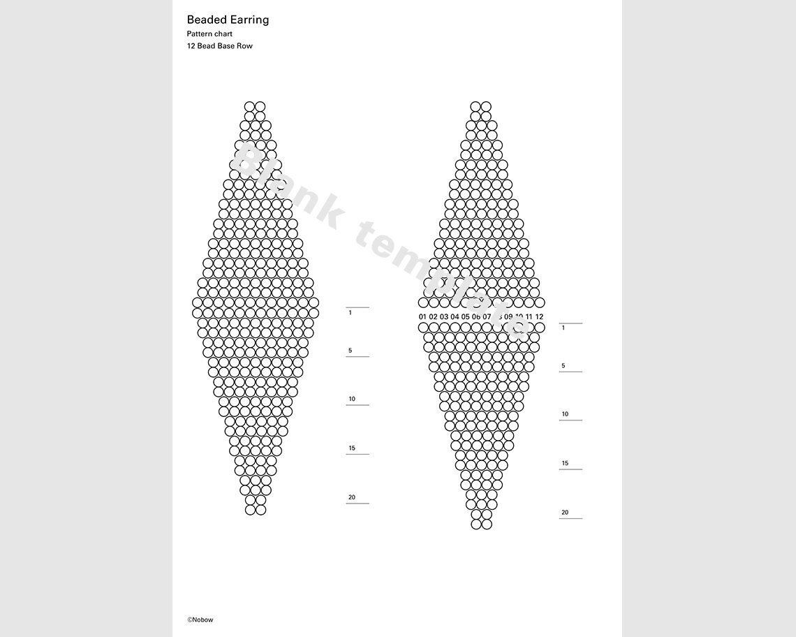 12 Bead Base Row Template / Nine Different Blank Templates for Beaded ...