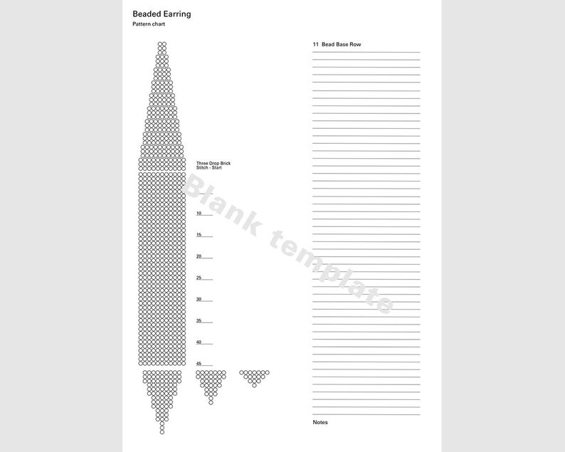 11 Bead Base Row Template / Nine Different Blank Templates for Beaded ...