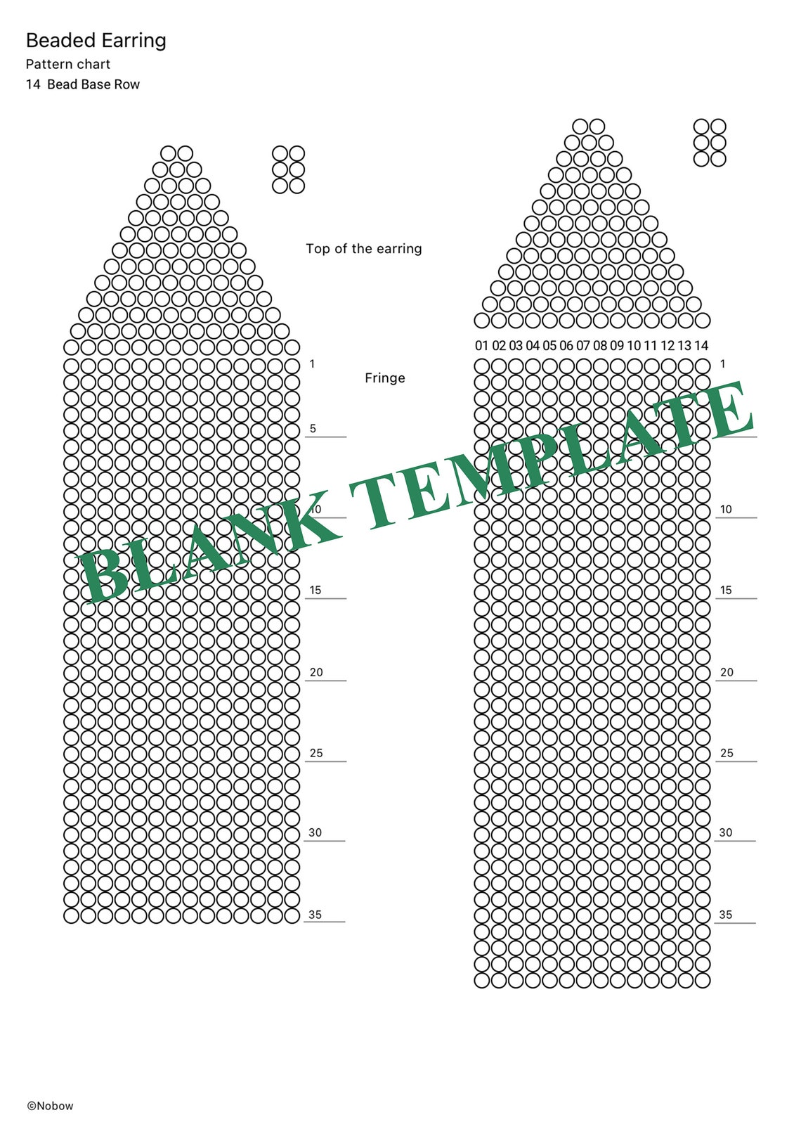 14 Bead Base Row Template / Nine Different Blank Templates for Beaded ...