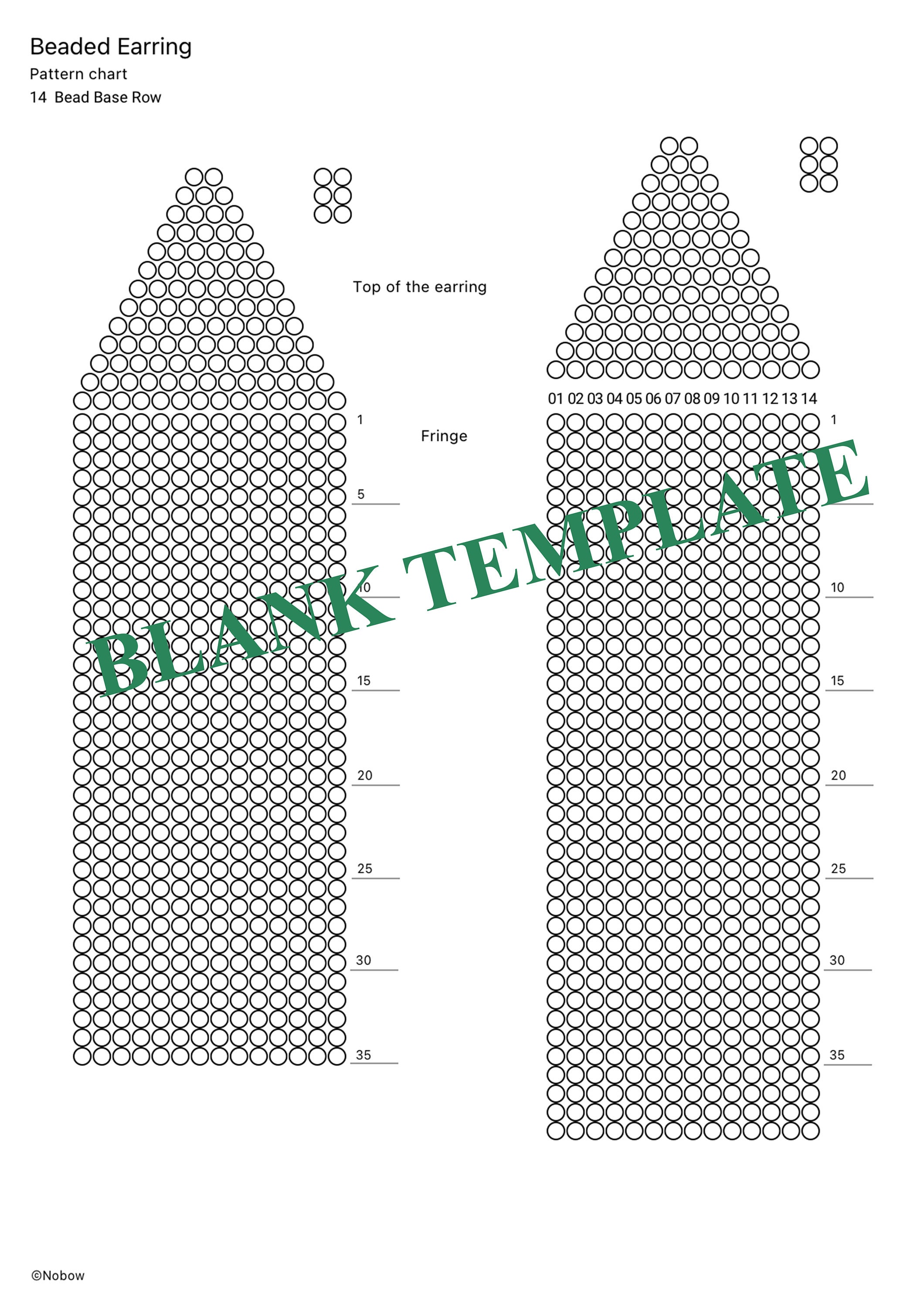 14 Bead Base Row Template / Nine Different Blank Templates for Beaded ...