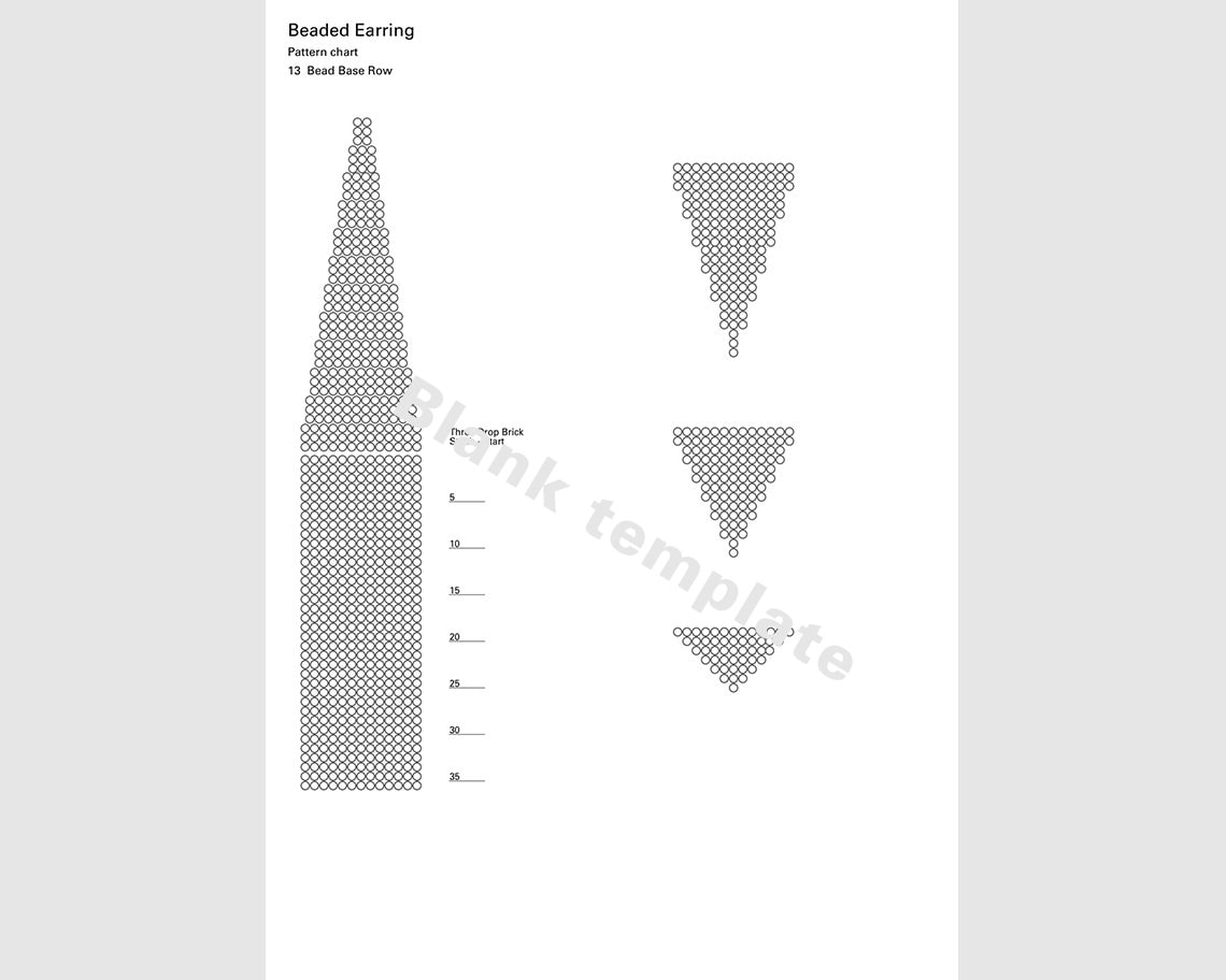 13 Bead Base Row Template / Nine Different Blank Templates for Beaded ...