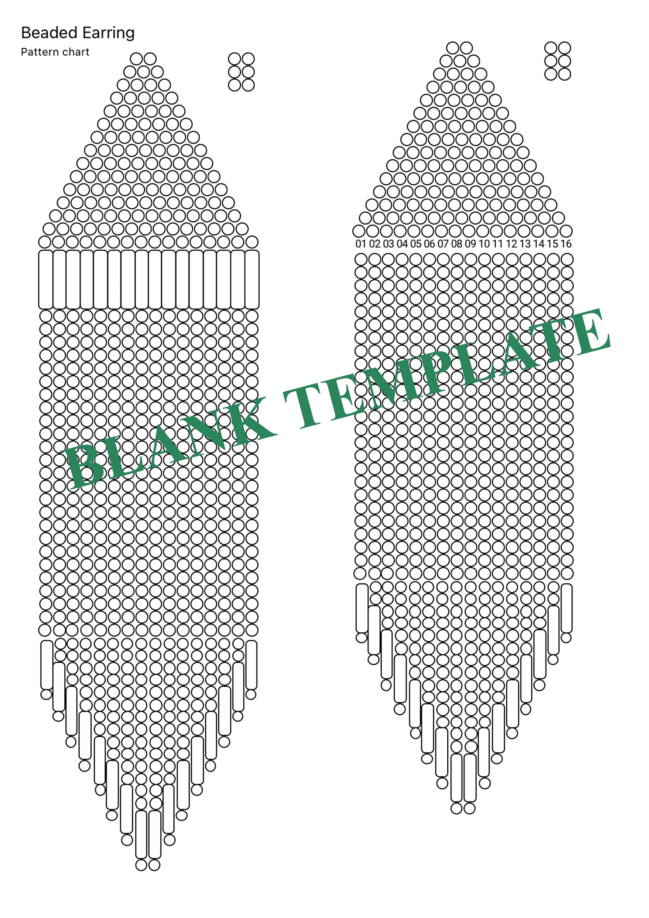 16 Bead Base Row Template / Ten Different Blank Templates for Beaded ...