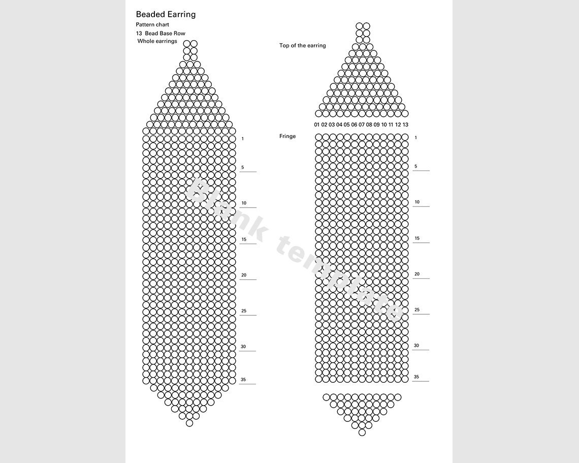 13 Bead Base Row Template / Nine Different Blank Templates for Beaded ...