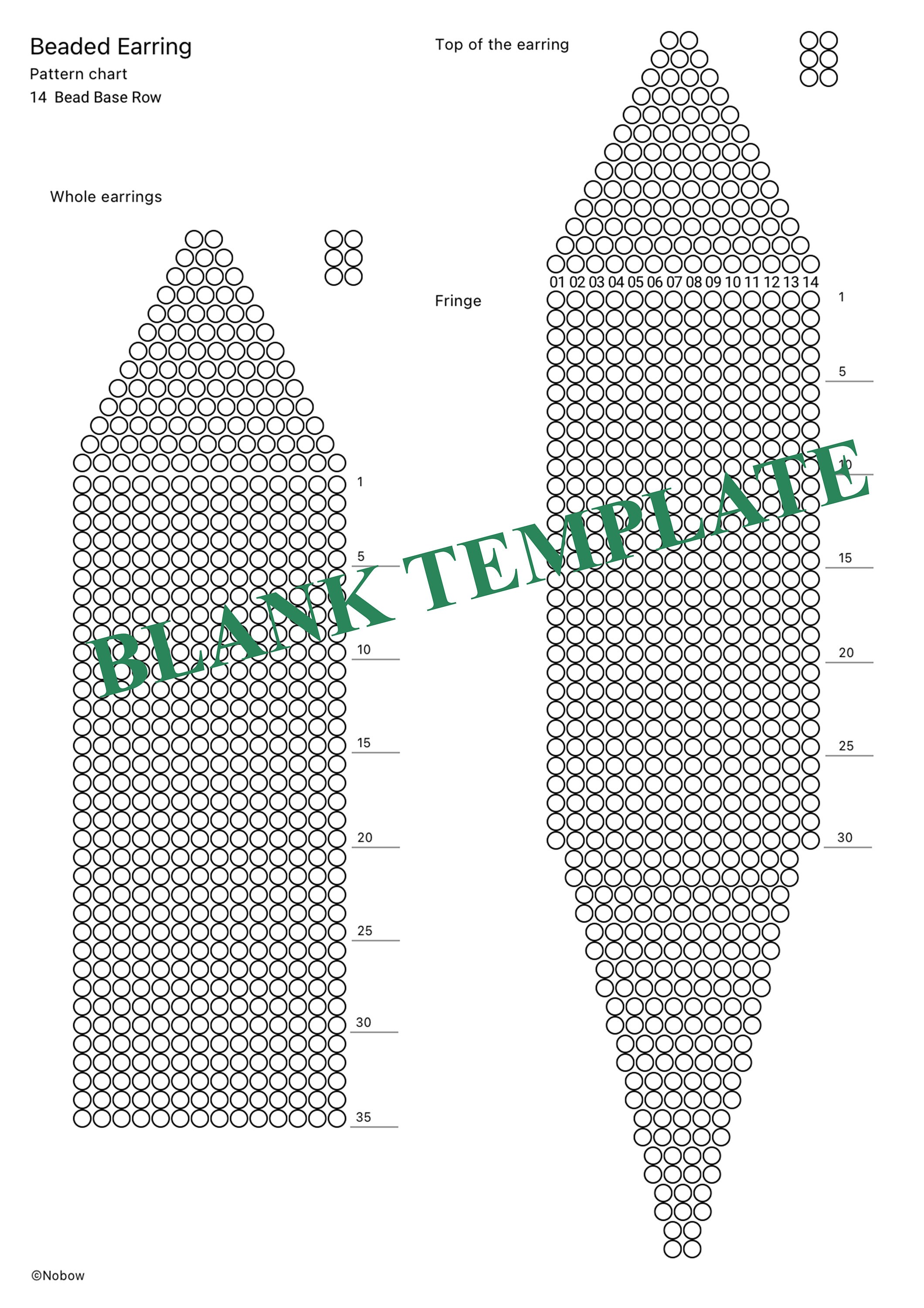 14 Bead Base Row Template / Nine Different Blank Templates for Beaded ...