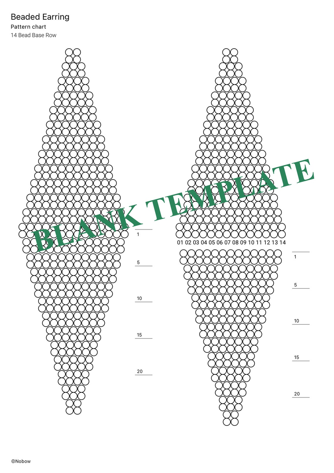 14 Bead Base Row Template / Nine Different Blank Templates for Beaded ...