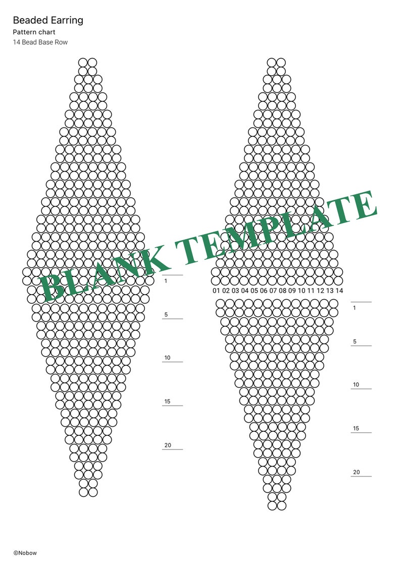 14 Bead Base Row Template / Nine Different Blank Templates for Beaded ...