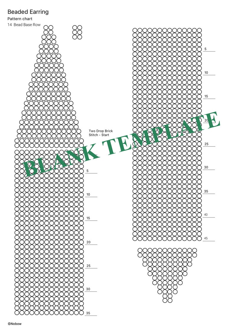14 Bead Base Row Template / Nine Different Blank Templates for Beaded ...