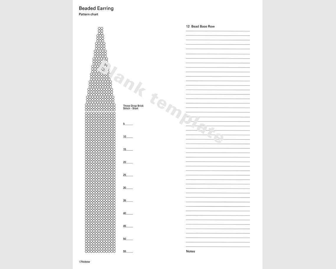12 Bead Base Row Template / Nine Different Blank Templates for Beaded ...