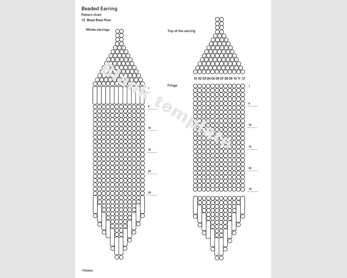 12 Bead Base Row Template / Nine Different Blank Templates for Beaded ...