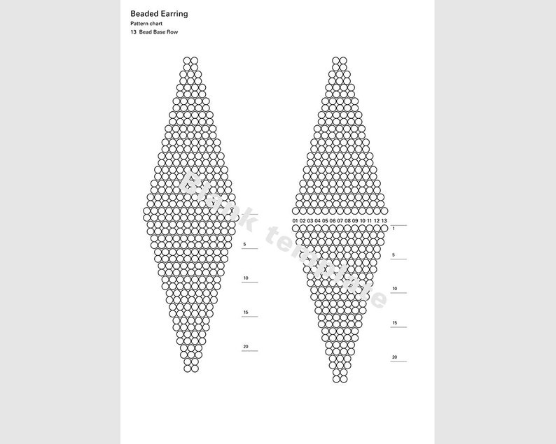 13 Bead Base Row Template / Nine Different Blank Templates for Beaded ...
