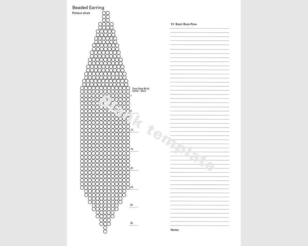13 Bead Base Row Template / Nine Different Blank Templates for Beaded ...