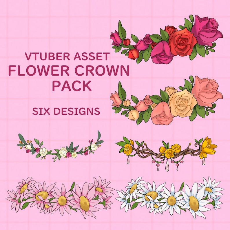 Vtuber Asset: Flower Crown Pack | PNG | 6 Designs - Etsy
