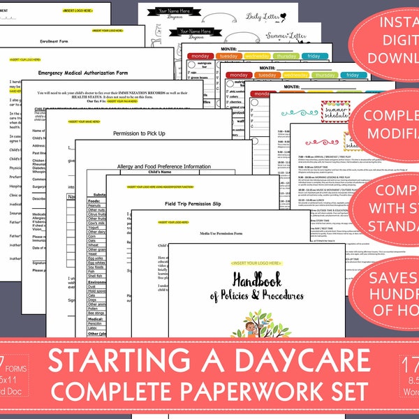 Daycare Forms - Etsy