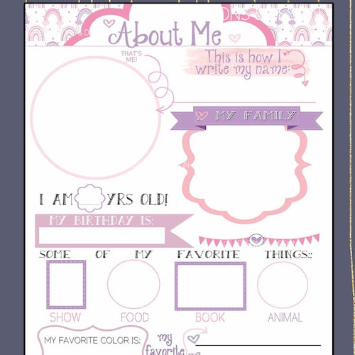 All About Me Worksheet - Etsy