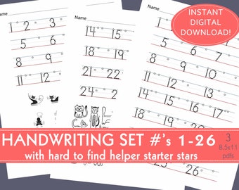 NUMBER HANDWRITING PRACTICE Worksheets: PreK & Kindergarten | Etsy
