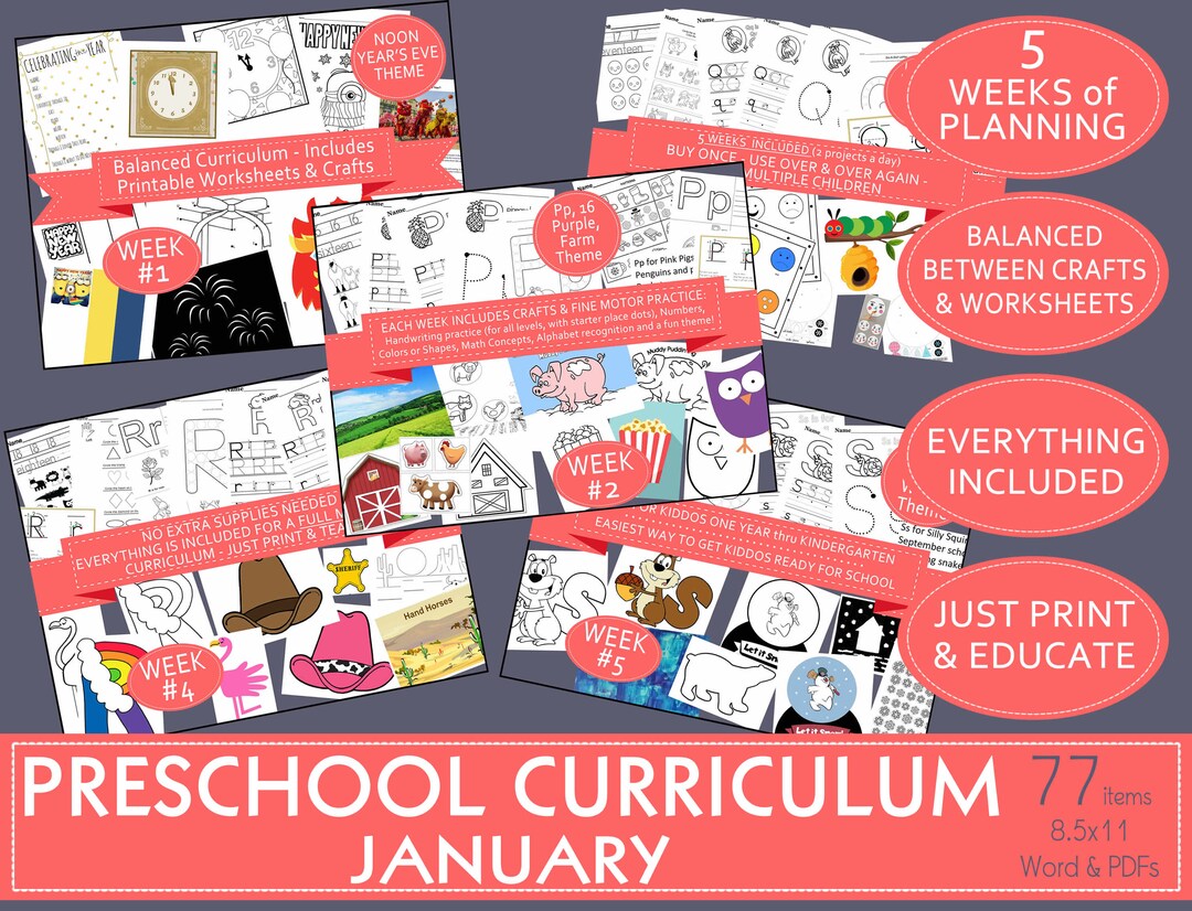 January Preschool Curriculum: Crafts, Worksheets, and Activities (PDF ...