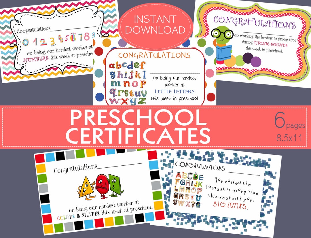Daycare/preschool/kindergarten/toddler/homeschool AWARD CERTIFICATES ...