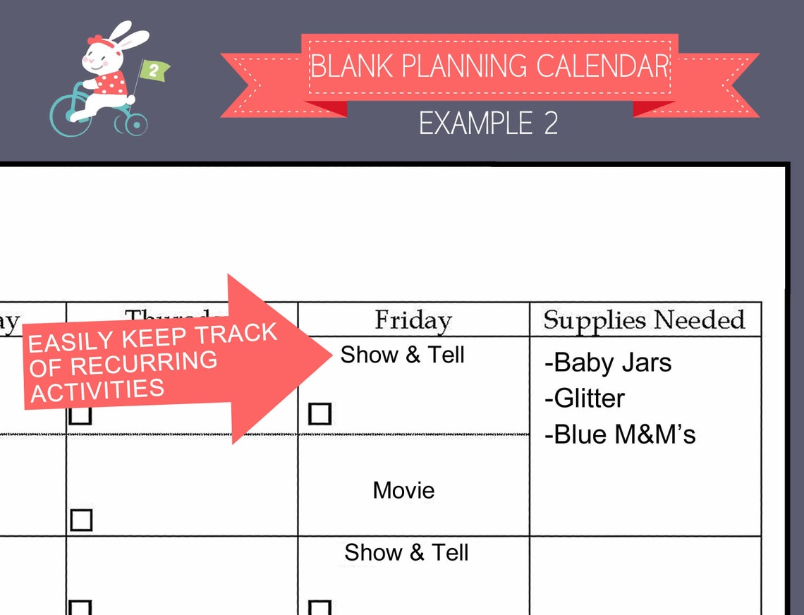 Editable BLANK PLANNING CALENDAR Template 5 Weeks: - Etsy