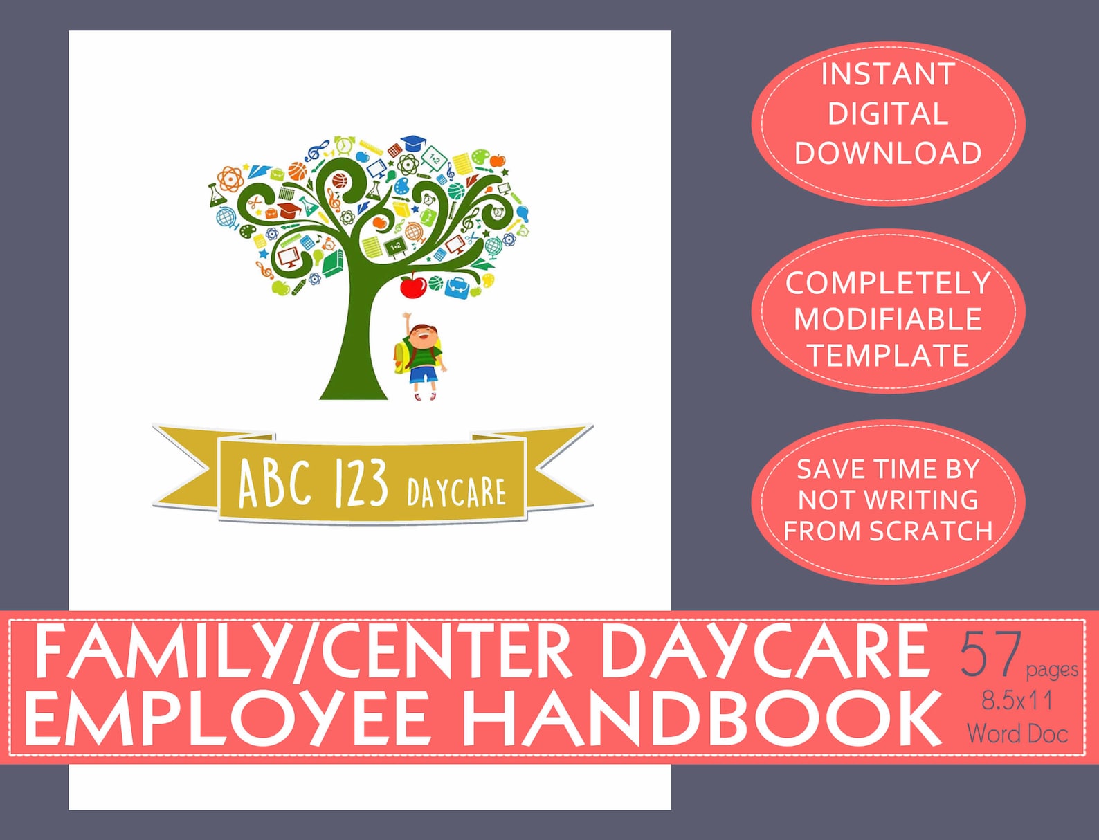 Editable DAYCARE EMPLOYEE HANDBOOK: for in Home Centers | Etsy