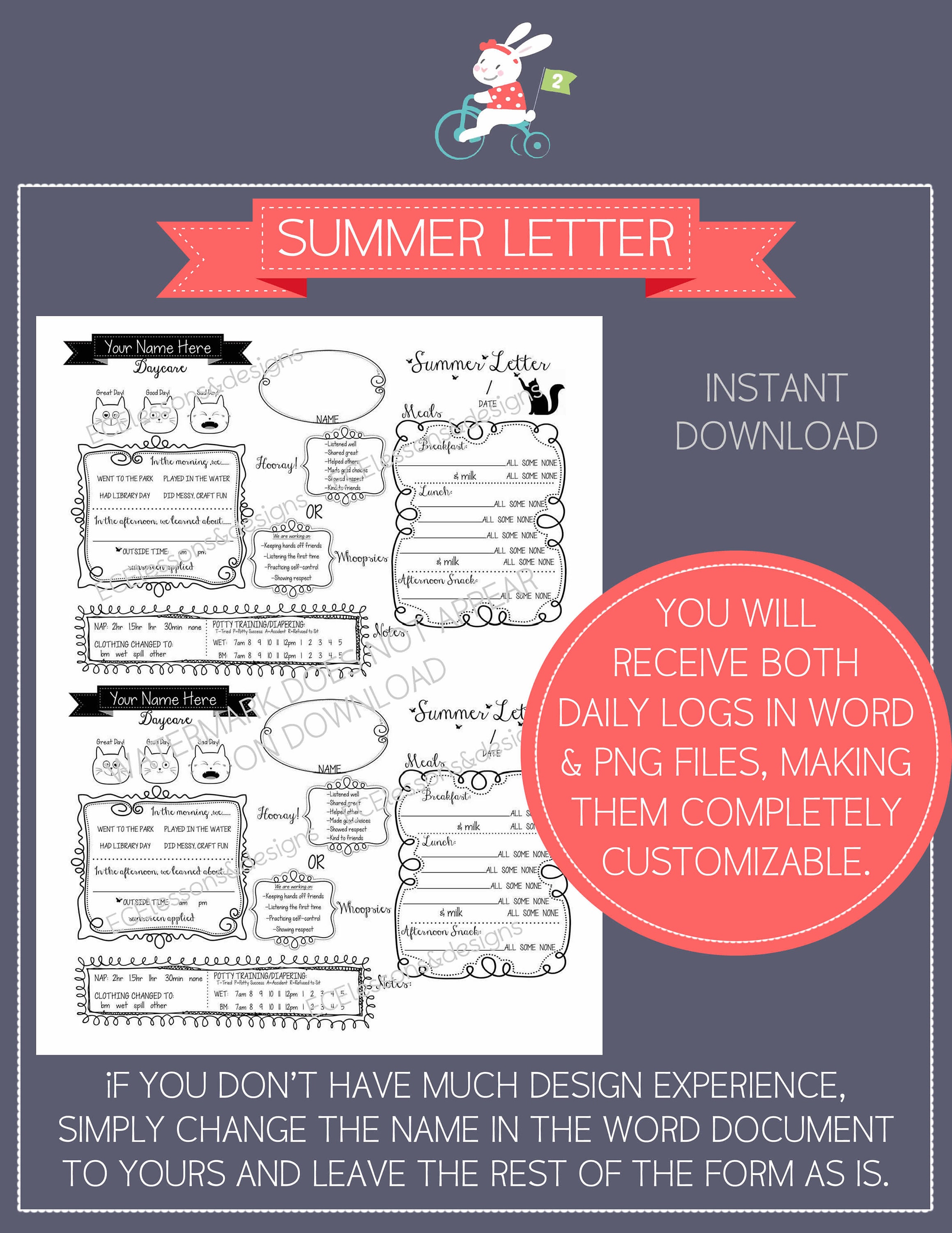 DAILY LETTER/REPORT : Daycare / Preschool / Child Care / Early - Etsy