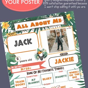 Custom ALL ABOUT ME Safari Themed Poster: 8x10, 11x14, 16x20, 11x28 ...