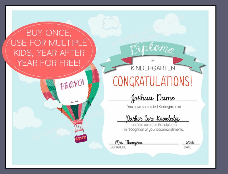 FILL-IN-BLANK Diploma/certificate for Preschool Daycare & - Etsy