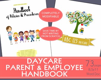 Editable DAYCARE EMPLOYEE HANDBOOK: for in Home Centers | Etsy