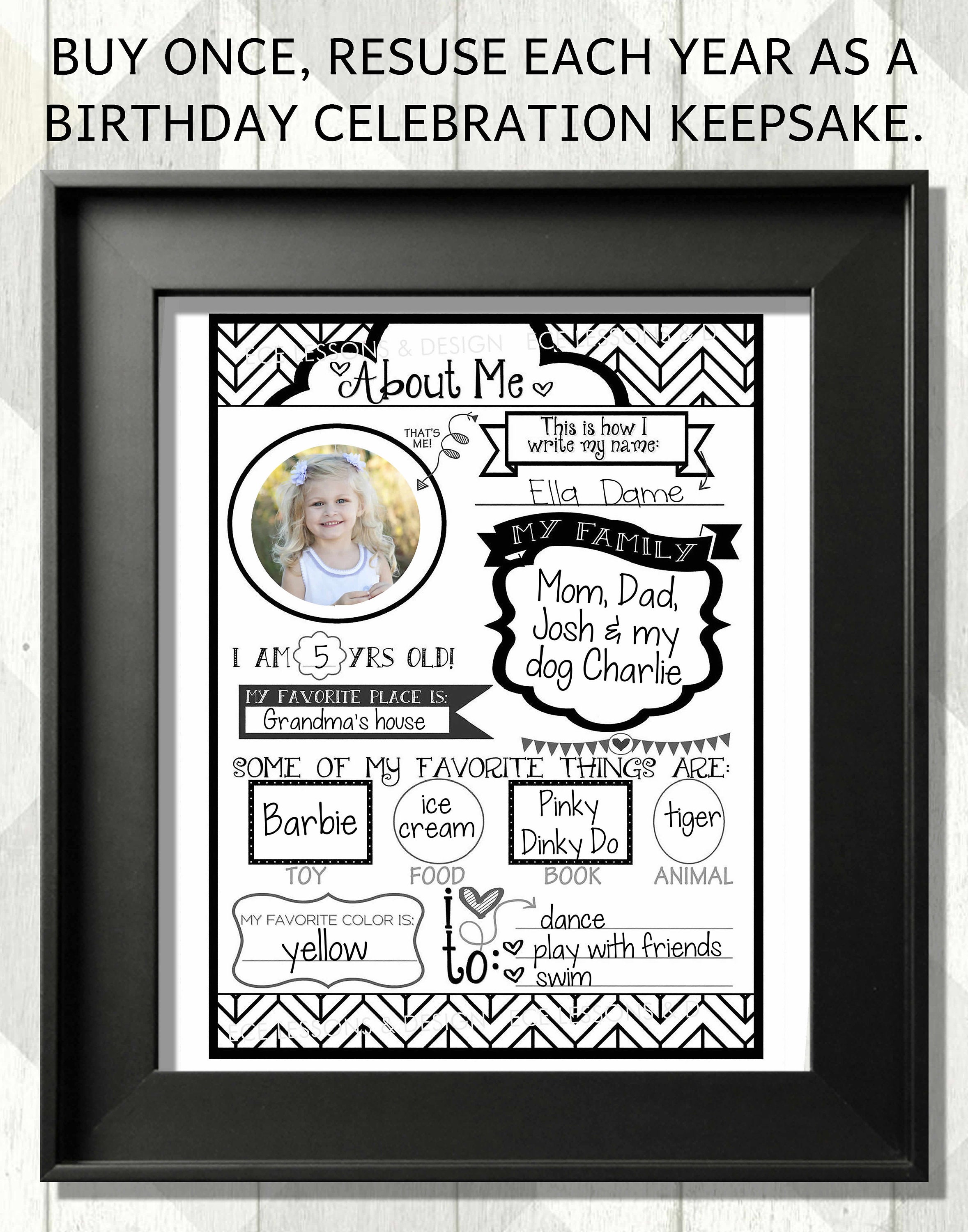 ALL ABOUT Me B&w Modern Printable Digital Instant Download | Etsy
