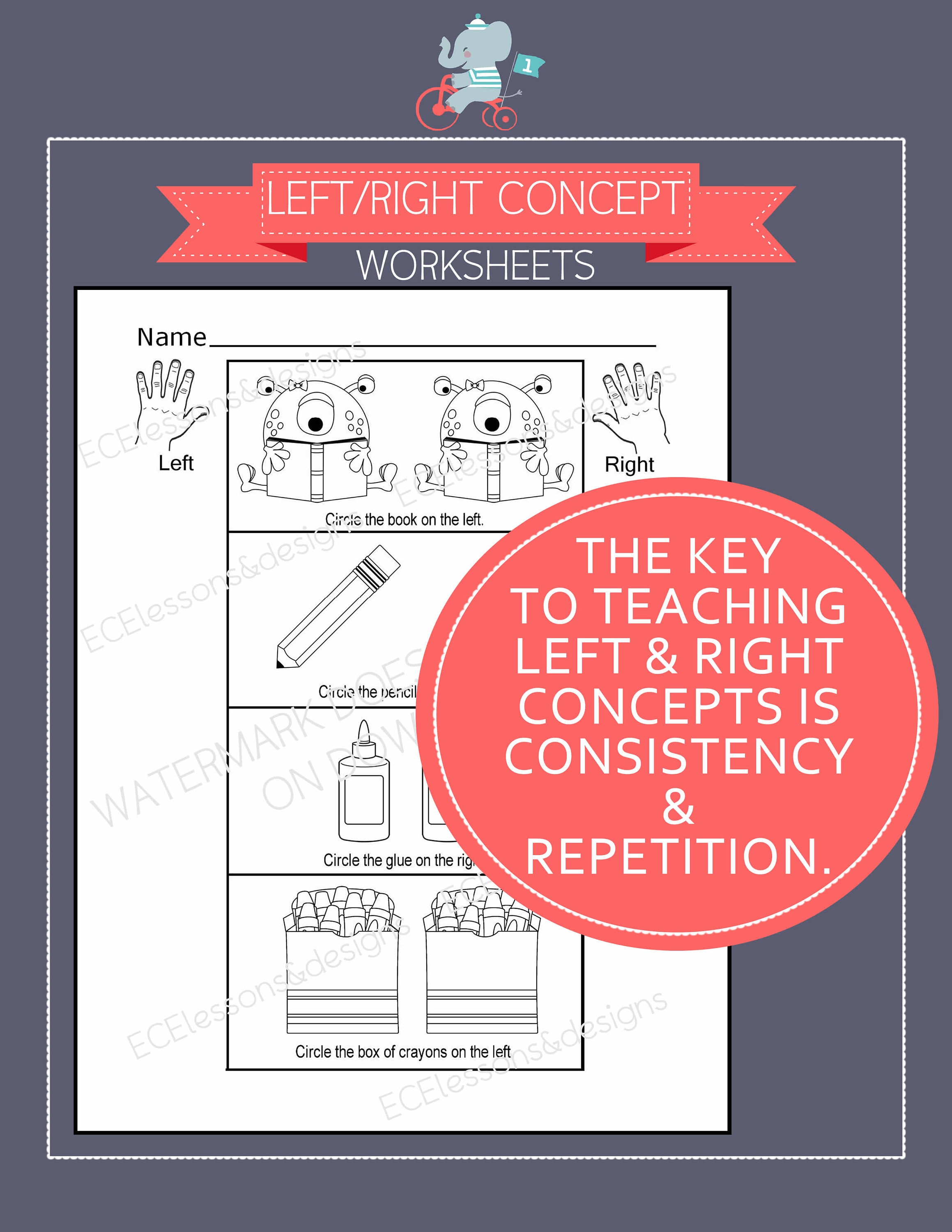 LEFT & RIGHT Concepts WORKSHEET preschool/ Daycare /child - Etsy