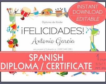 Editable Diploma Kindergarten Graduation Preschool - Etsy