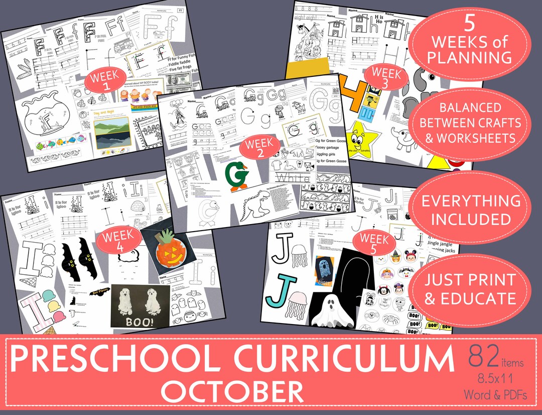 BALANCED PRESCHOOL CURRICULUM & Activities, Entire Oct Month of ...