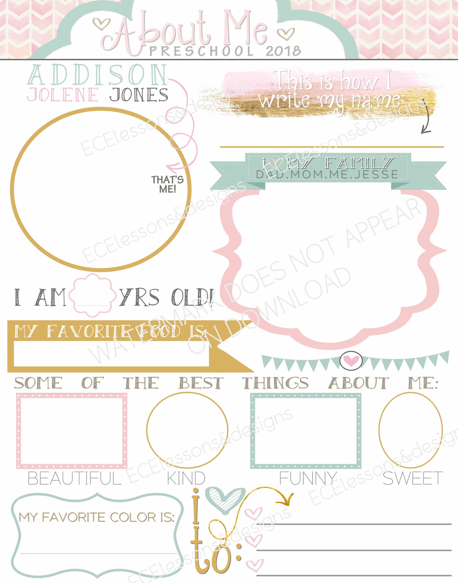 Custom About Me Poster: Personalized First Day, Birthday Board (digital ...