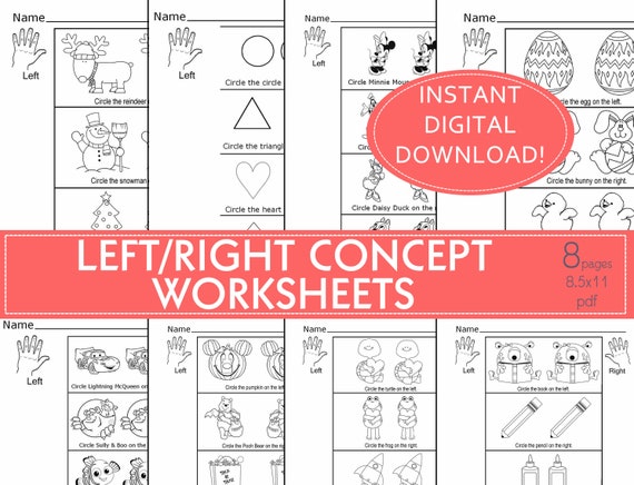 LEFT & RIGHT Concepts WORKSHEET preschool/ Daycare /child | Etsy
