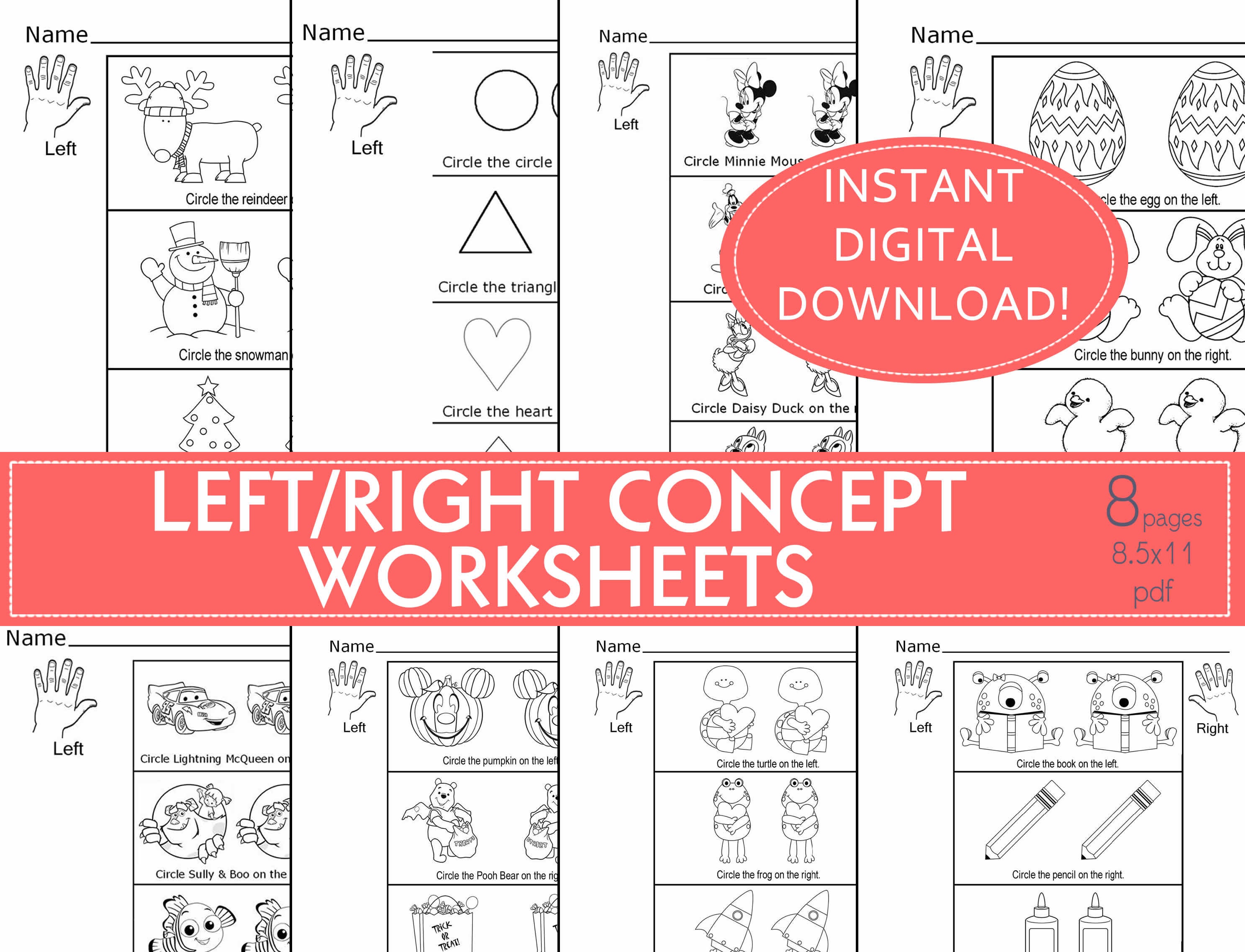 LEFT & RIGHT Concepts WORKSHEET preschool/ Daycare /child - Etsy