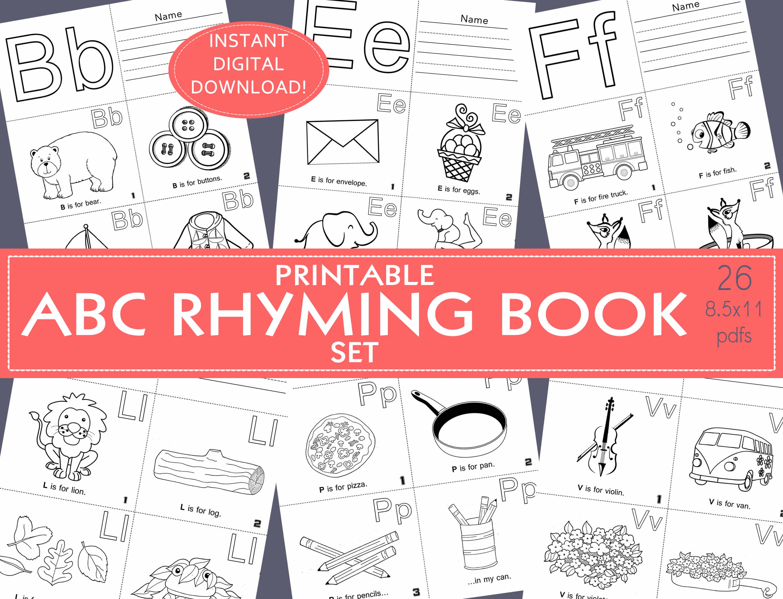 ALPHABET BOOK SET for Beginner Readers: Rhyming Instant - Etsy
