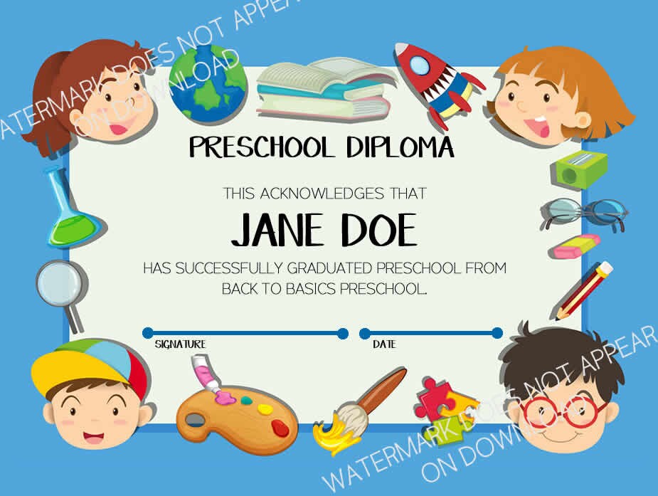 Editable CERTIFICATE/ DIPLOMA for Preschool /kindergarten/daycare ...