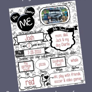 Mickey Mouse All About Me Poster – Keepsake Memory Printable (digital ...