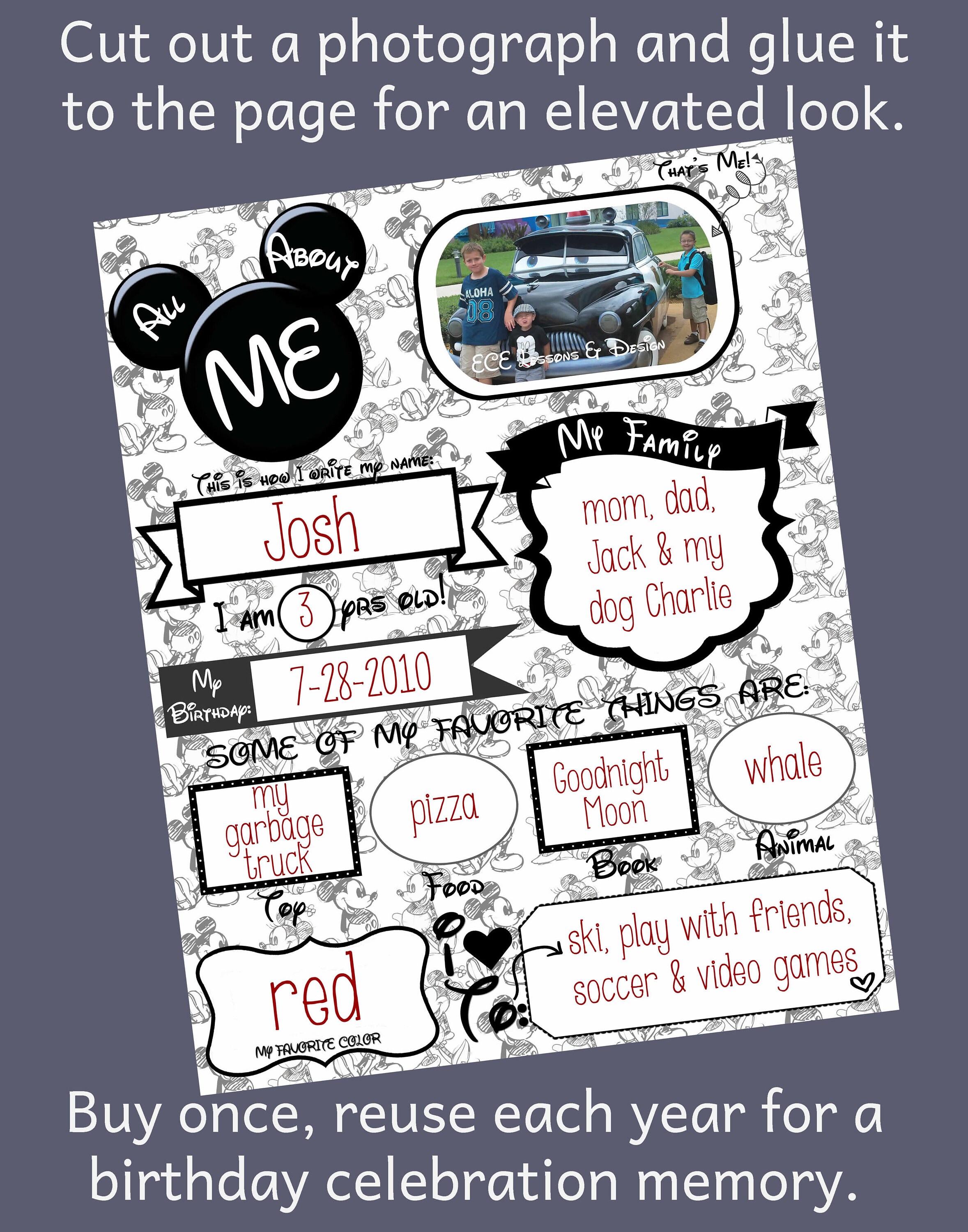 ALL ABOUT ME Mickey Themed Printable in 8x10 11x14 16x20 - Etsy