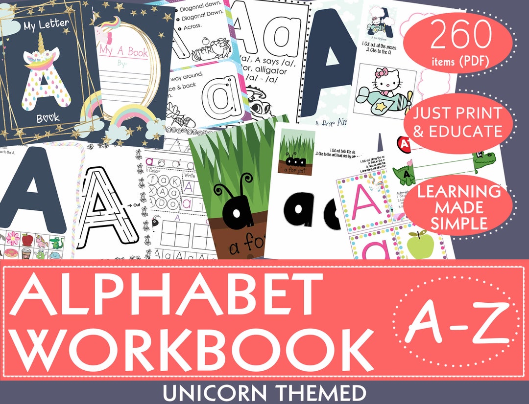 Unicorn Alphabet Workbook: 260+ Learning Activities (PDF) - Etsy