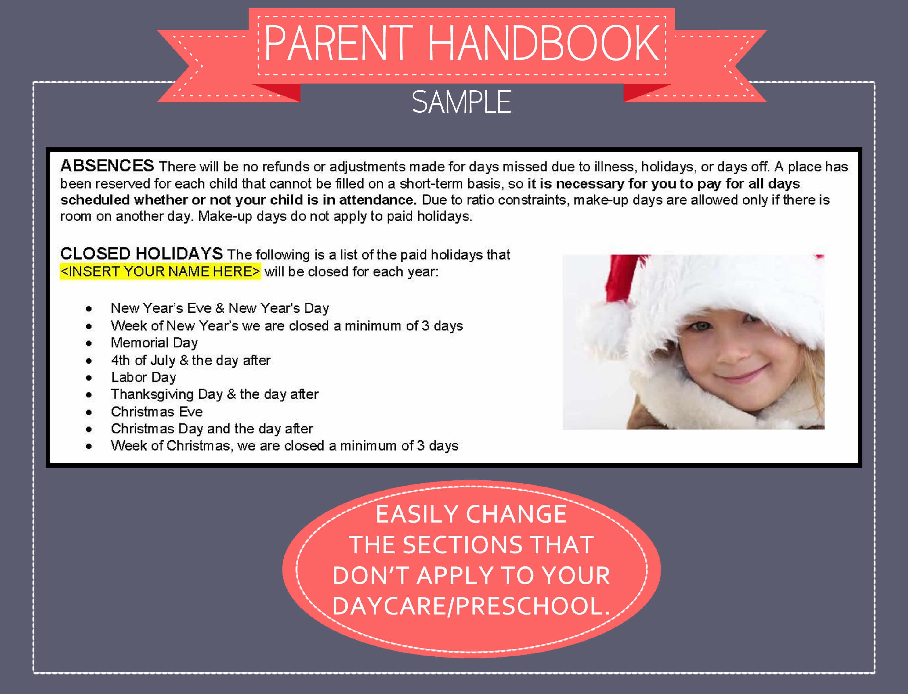 Editable DAYCARE PARENT HANDBOOK Word Doc Policies & | Etsy Canada