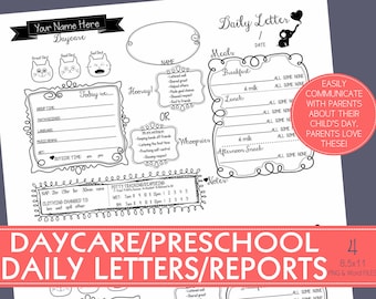 EDITABLE Daycare Daily Report Template Headstart Preschool - Etsy
