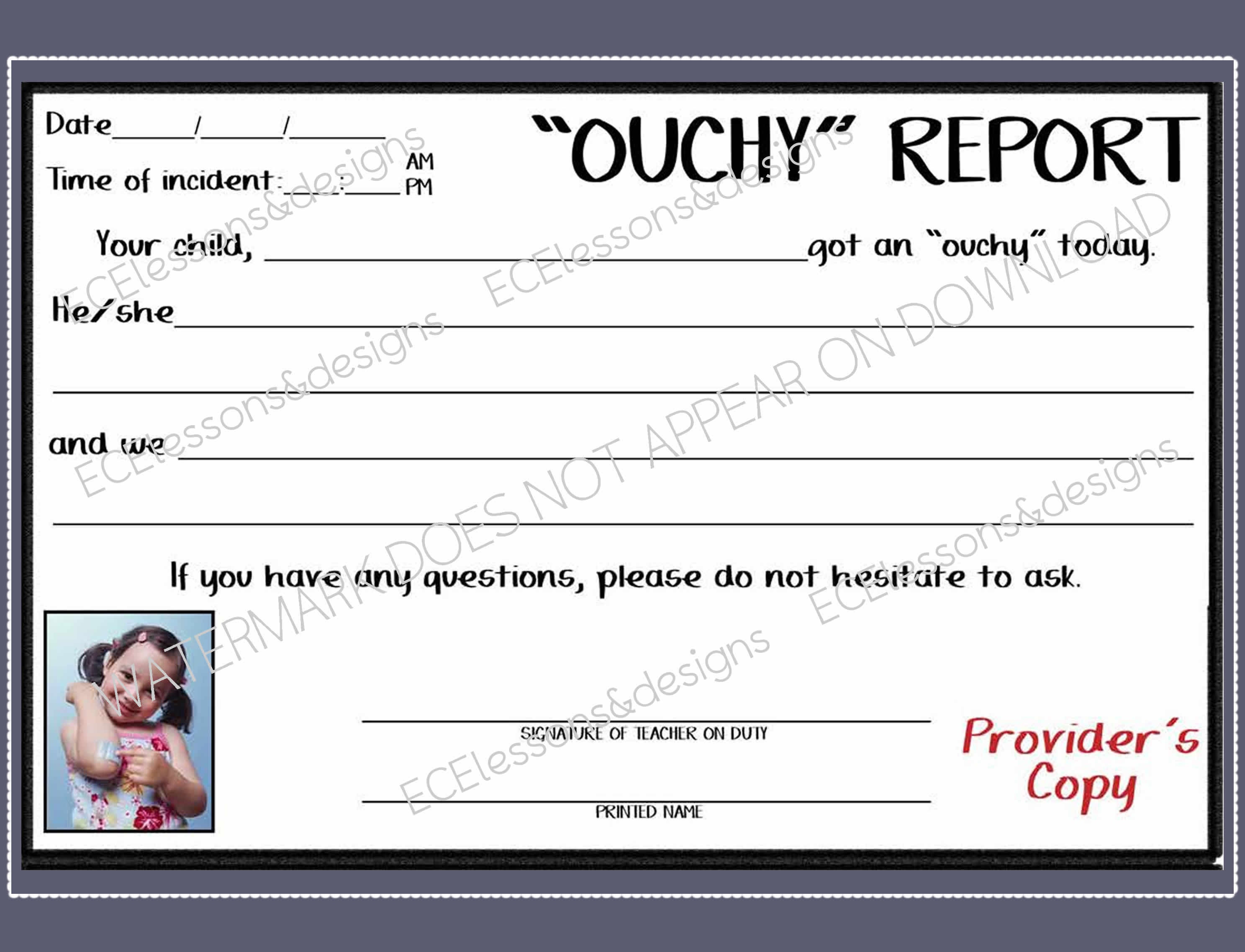 DAYCARE FORM ouchy Report accident Form Incident - Etsy Canada