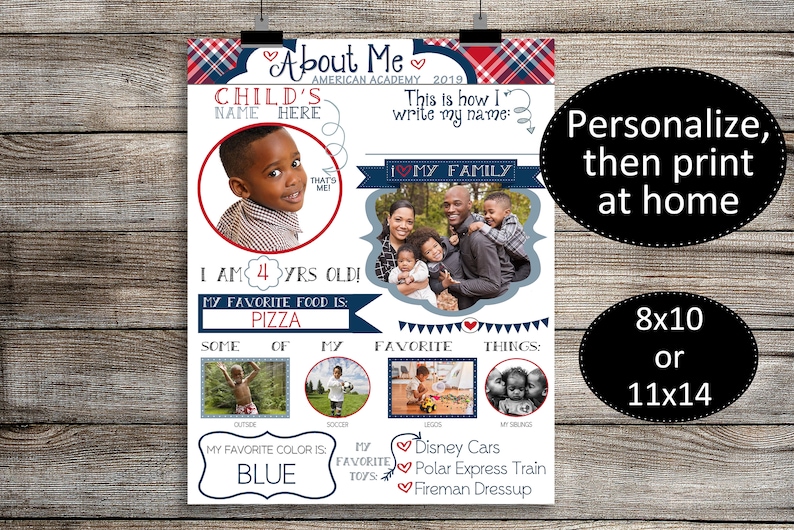 Custom About Me Poster: Personalized Student Gift (digital Download) - Etsy